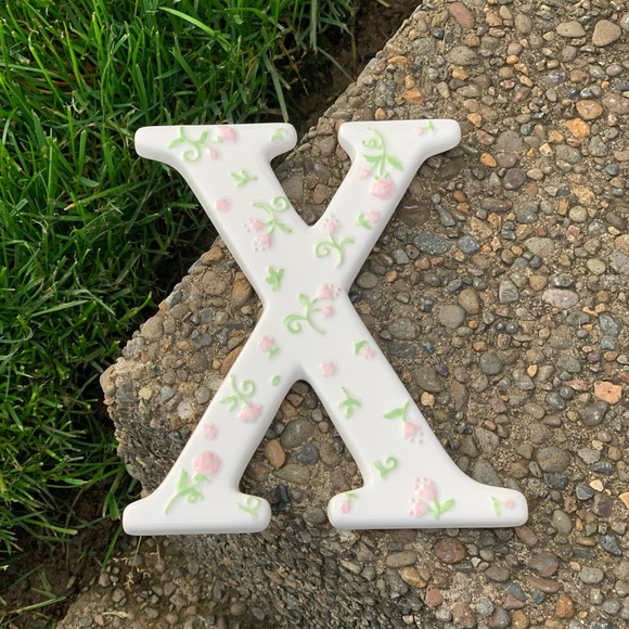 Unlisted | Wall Decor | Pink Floral Letter X Monogram Ceramic 6 Hanging ...
